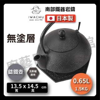 【IWACHU 岩鑄】0.65L 5型 青海波鑄鐵壺｜鐵瓶兼用急須(日本南部鐵器 59002)