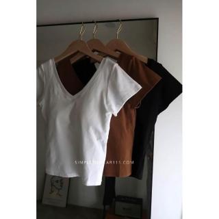 M SELECT 2025春夏新款 懶人必收 質感V領附Bra純色上衣 百搭內搭款