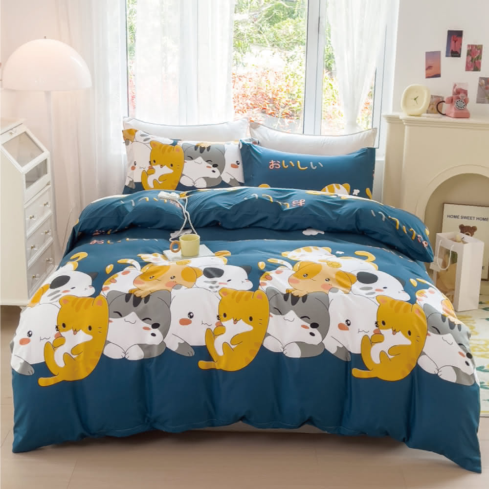 【Yatin 亞汀】可水洗 銀離子抗菌床包被套組 歡樂家族單人/雙人/加大 均價 舒柔親膚 床單 枕頭套 被單