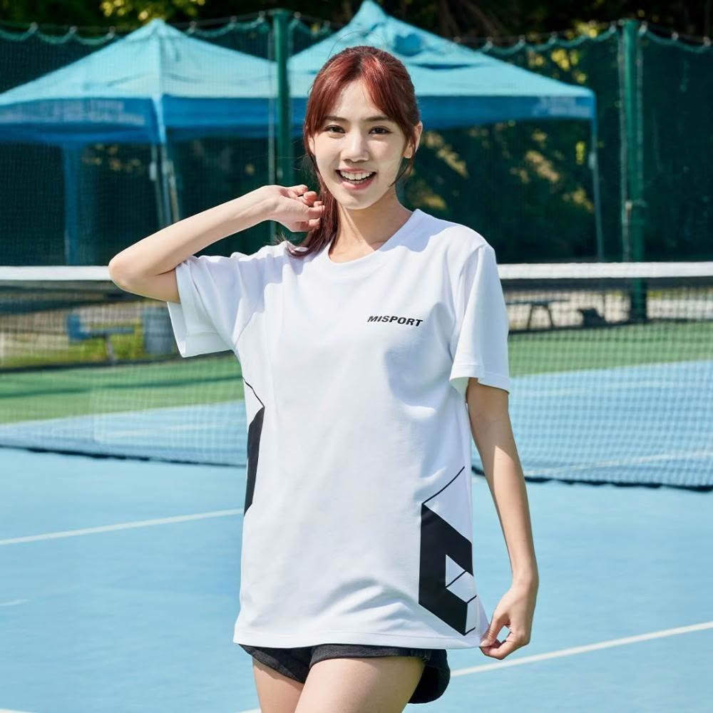 【MISPORT 運動迷】台灣製 運動上衣 T恤-LOGO顯瘦設計款(MIT立體機能棉衣 排汗衣)