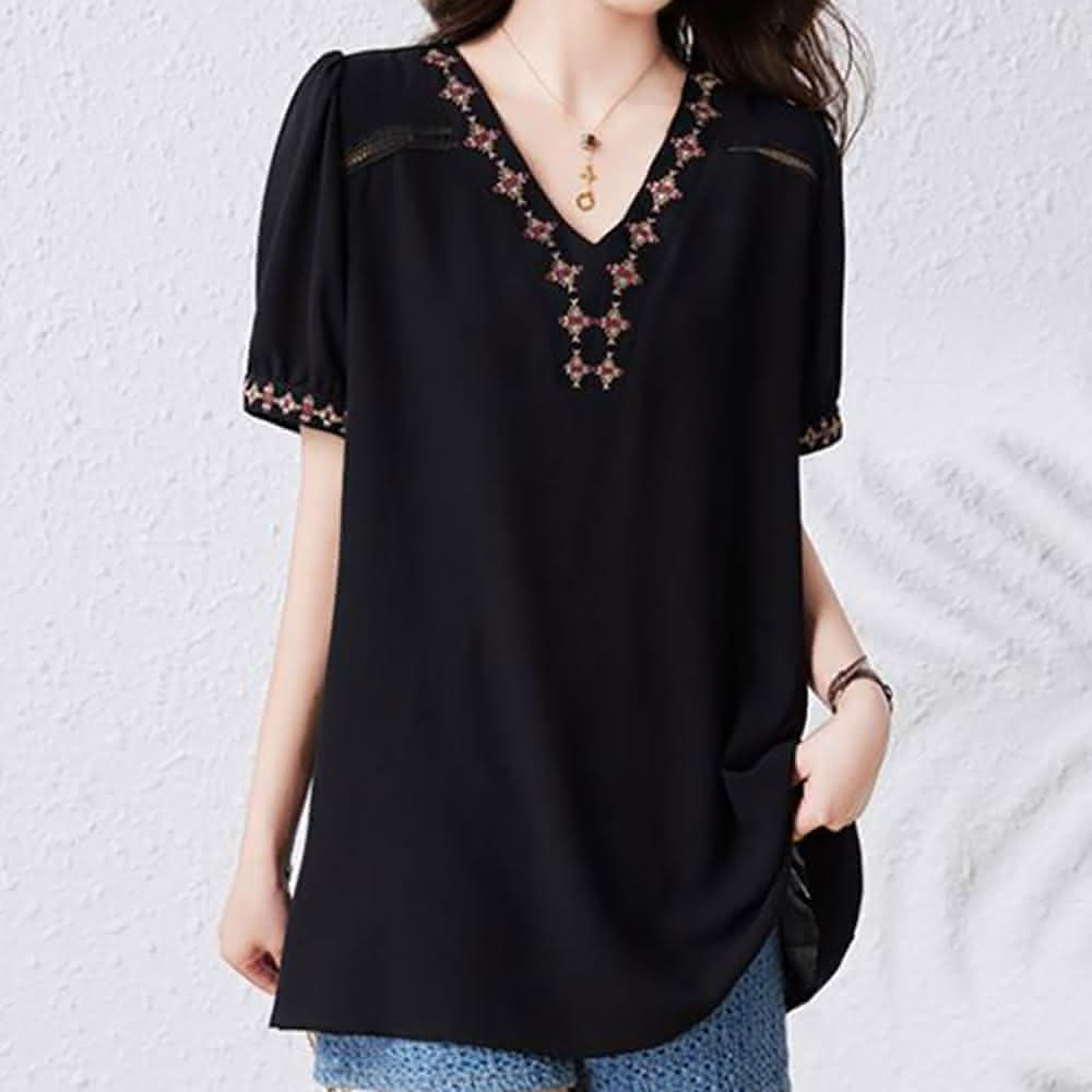 【麗質達人】5985黑色雪紡上衣LY(L-5XL)