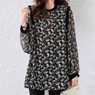 【麗質達人】9910黑色印花上衣-LY (L-5XL)