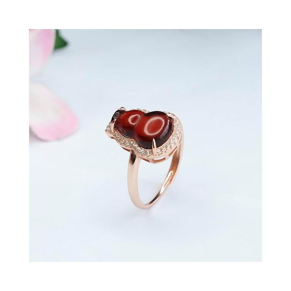 【Paiya 派亞】S925銀鑲天然琥珀戒指淨水血珀葫蘆指環交換禮物/送禮