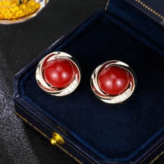 【KEDDY】復古耳環-925銀針-秋冬耳環-垂墜耳環-耳飾-紅色耳環-耳釘耳環-耳環-飾品-女生耳環-生日禮物-精品耳環