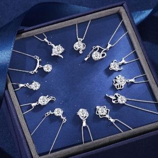 【KEDDY】S925純銀-項鍊女-1克拉項鍊-吊墜-純銀項鍊-女生項鍊-項鍊-銀飾-鎖骨鏈-百搭-莫桑鑽石-十二星座-飾品