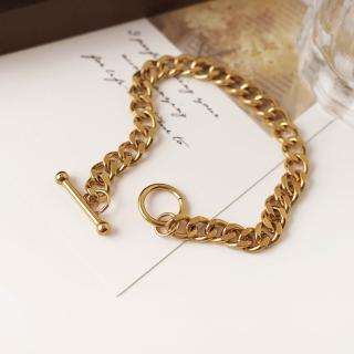 【UME.Acce】古巴鍊OT扣手鍊 | 鈦鋼手鍊/洗澡可戴/不退色鈦鋼手鍊/鍍18K金