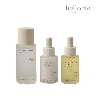 【hellome】保濕經典三步驟組(水乳精華 30ml＆精萃油 30ml＆粉刺水 100ml)