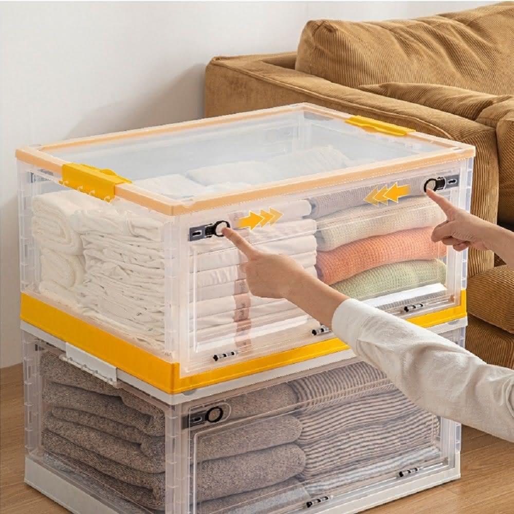 【DaoDi】2入組三開門折疊收納箱-42L附滑輪(置物箱/收納盒/衣物收納箱/整理箱)