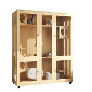 免運費 實木貓別墅傢用豪華貓屋室內全景貓櫃貓窩爬架一體貓咪房子貓籠子 貓籠 貓櫃室 內貓籠 寵物籠 貓櫃 YT5J
