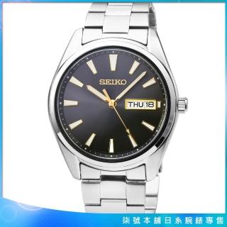 【SEIKO 精工】【柒號本舖】SEIKO精工藍寶石石英鋼帶男錶-深棕面 / SUR343P1