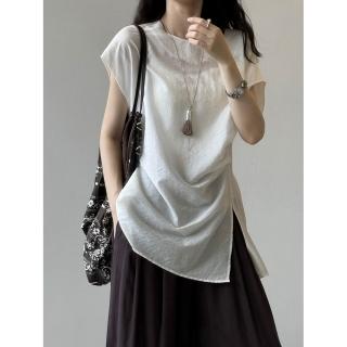 【M select】2025夏季新款 法式側開衩收腰襯衫 氣質修身上衣 小清新簡約百搭款