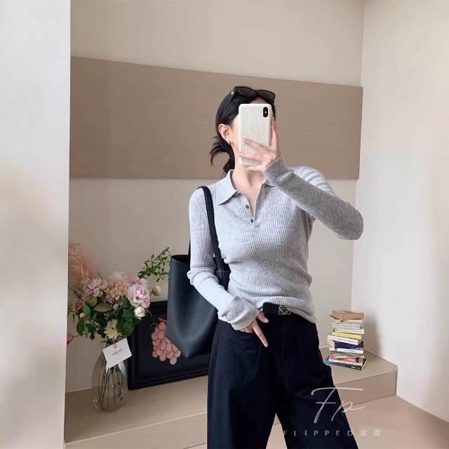 內搭單穿都好看！max~原紗全羊毛坑條polo針織衫C5爆款復購