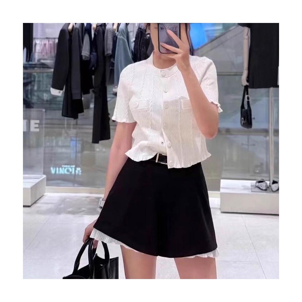 法式優雅2025秋季小香風提花單排扣修身短款針織開衫上衣女