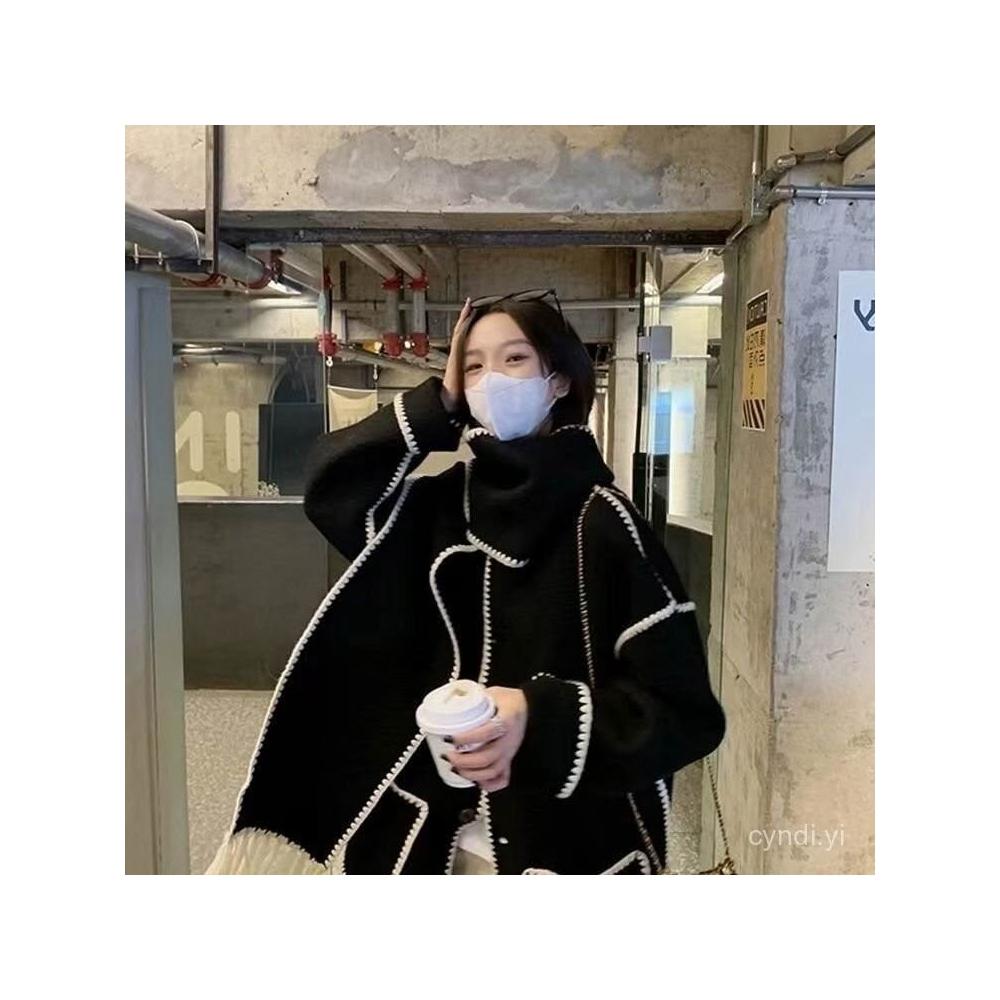 2024春秋新款赫本風小香風毛呢大衣設計感加厚中長版高級感氣質 韓版 毛呢西裝外套 風衣外套1223 YYYE