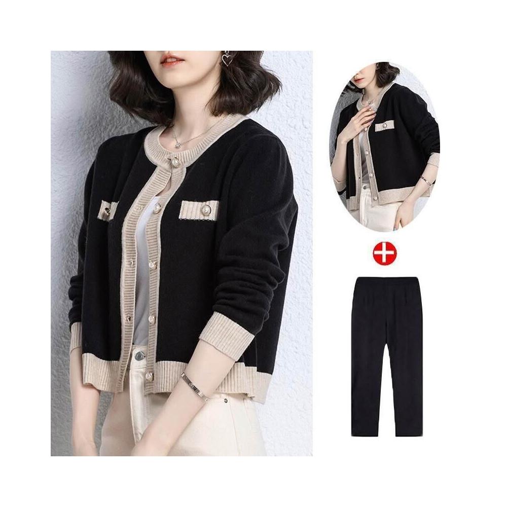 雲溪 媽媽春裝短款外套女洋氣中老年裝春秋氣質法式小香風針織開衫上衣